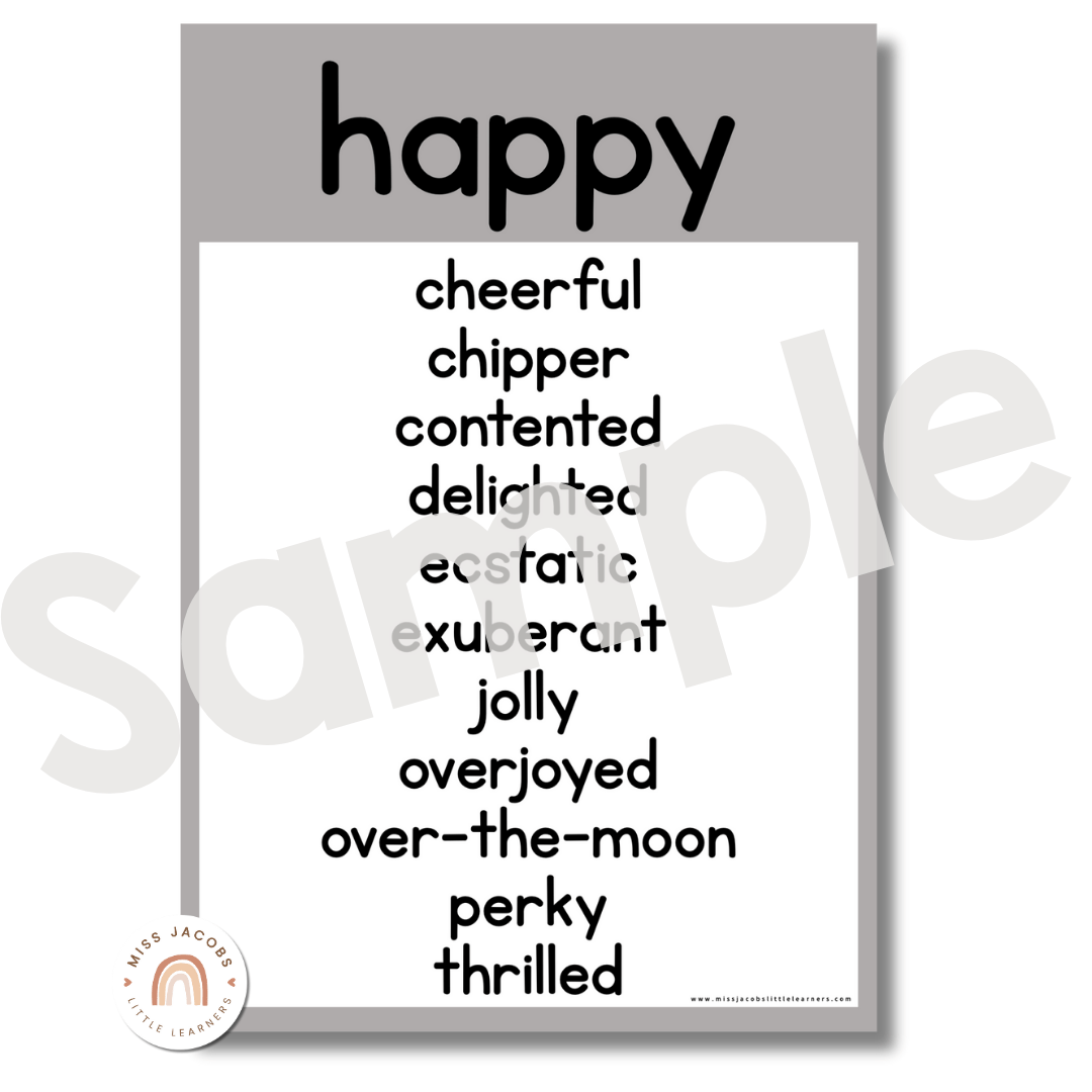 English Posters Reading and Writing Bundle - Rainbow Calm Colors