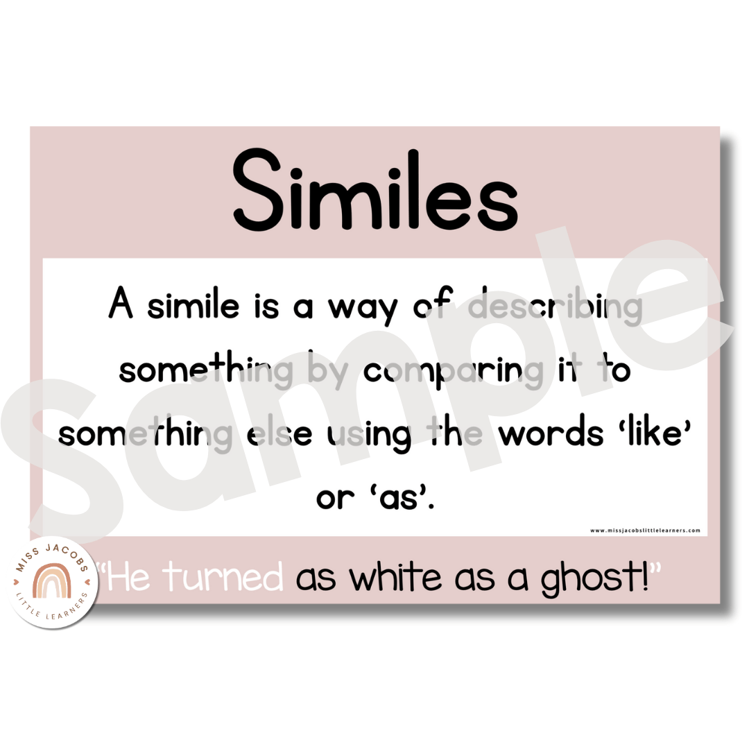 English Posters Reading and Writing Bundle - Rainbow Calm Colors