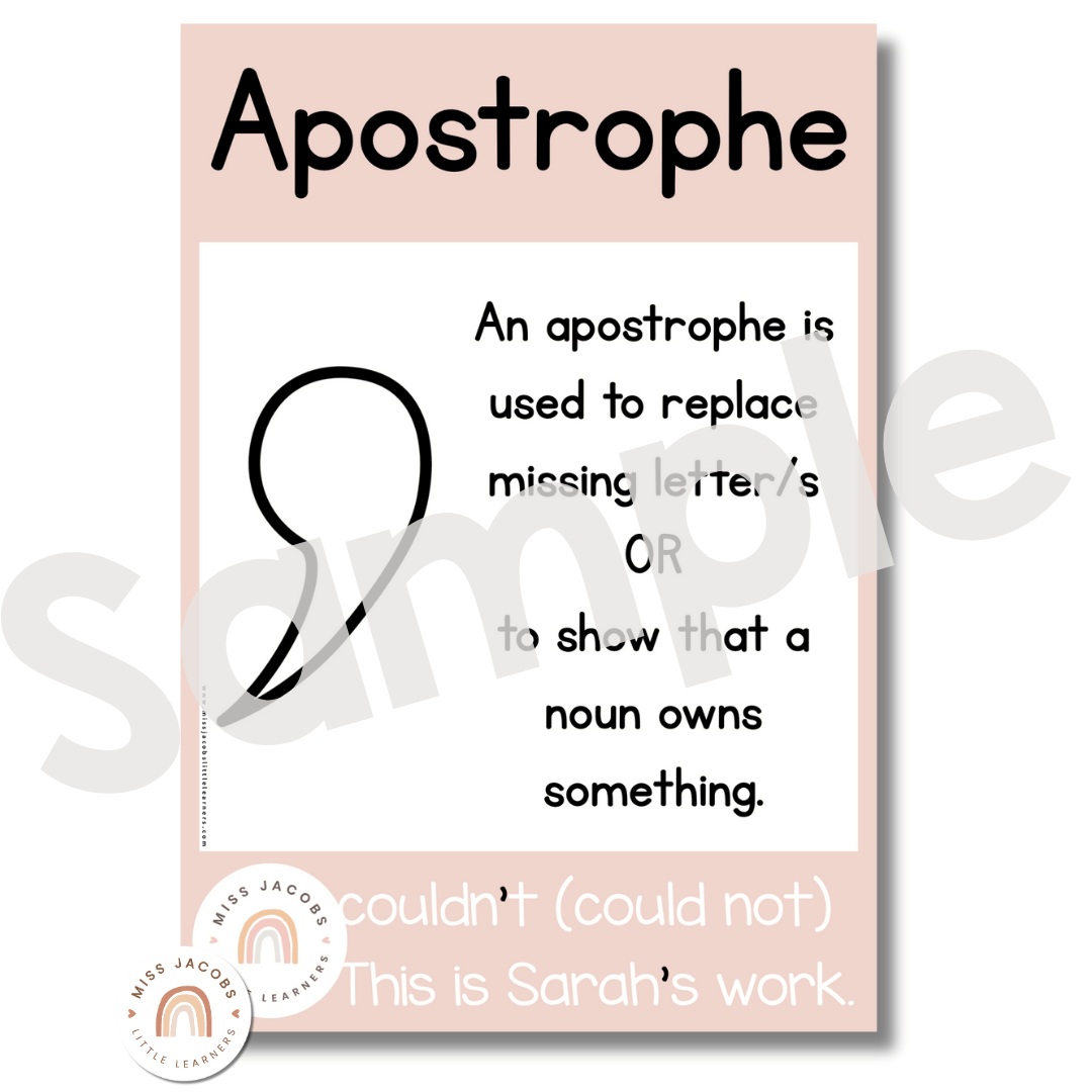 English Posters Reading and Writing Bundle - Rainbow Calm Colors