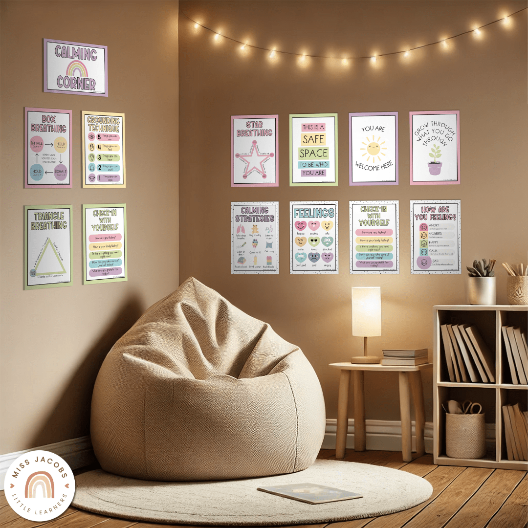 Calm Down Corner Kit - Pastel Classroom Theme - Miss Jacobs