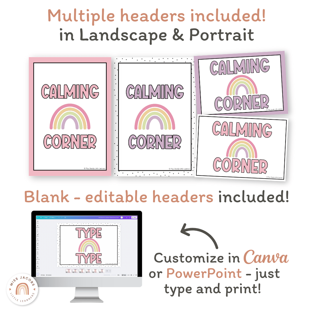 Calm Down Corner Kit - Pastel Classroom Theme - Miss Jacobs