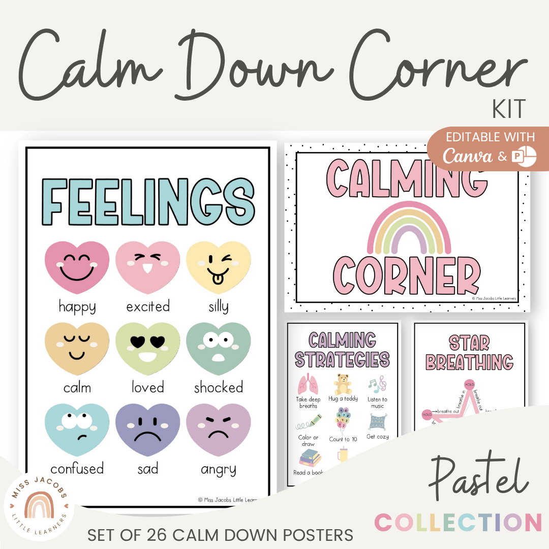 Calm Down Corner Kit - Pastel Classroom Theme - Miss Jacobs
