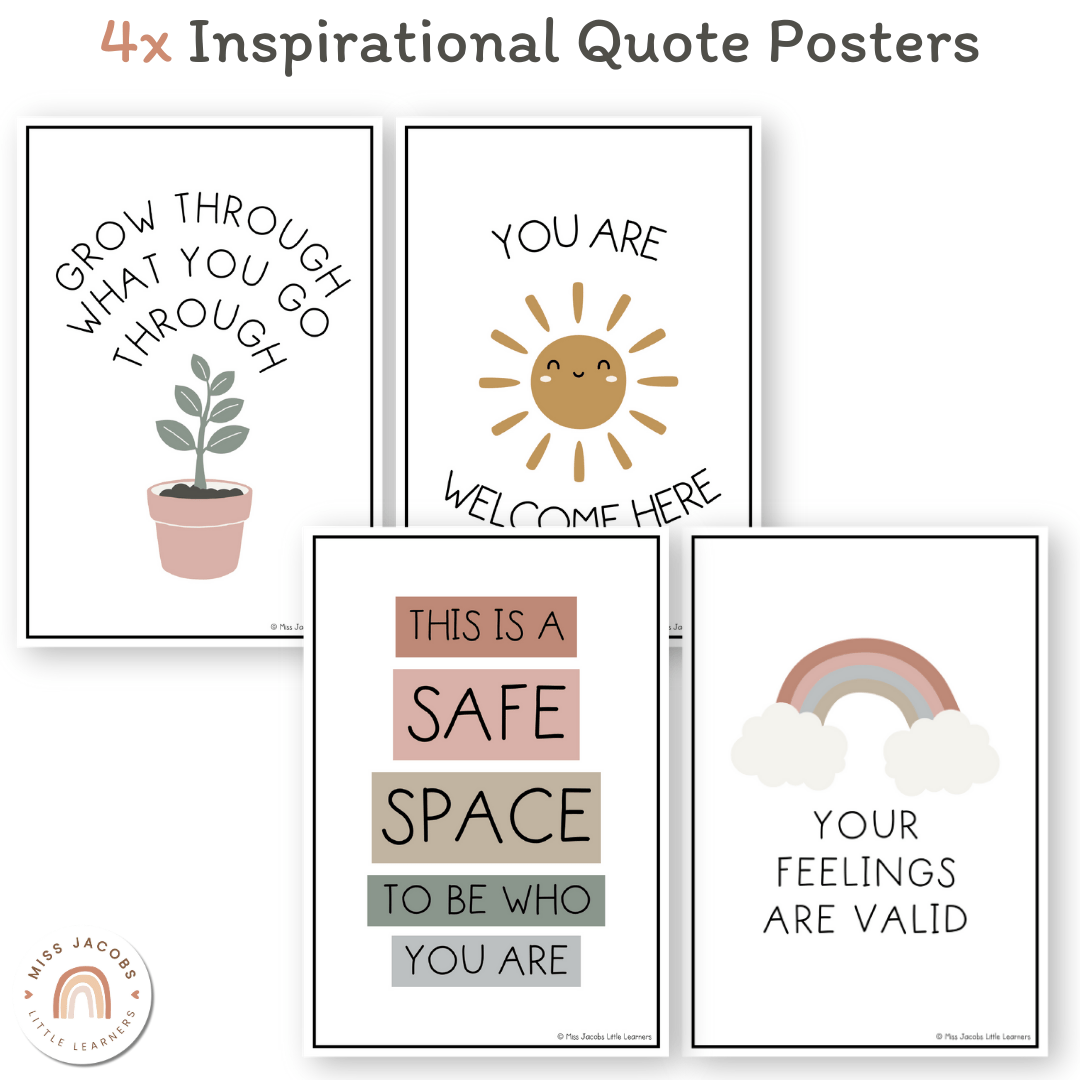 Calm Down Corner Posters - Boho Rainbow Theme - Miss Jacobs