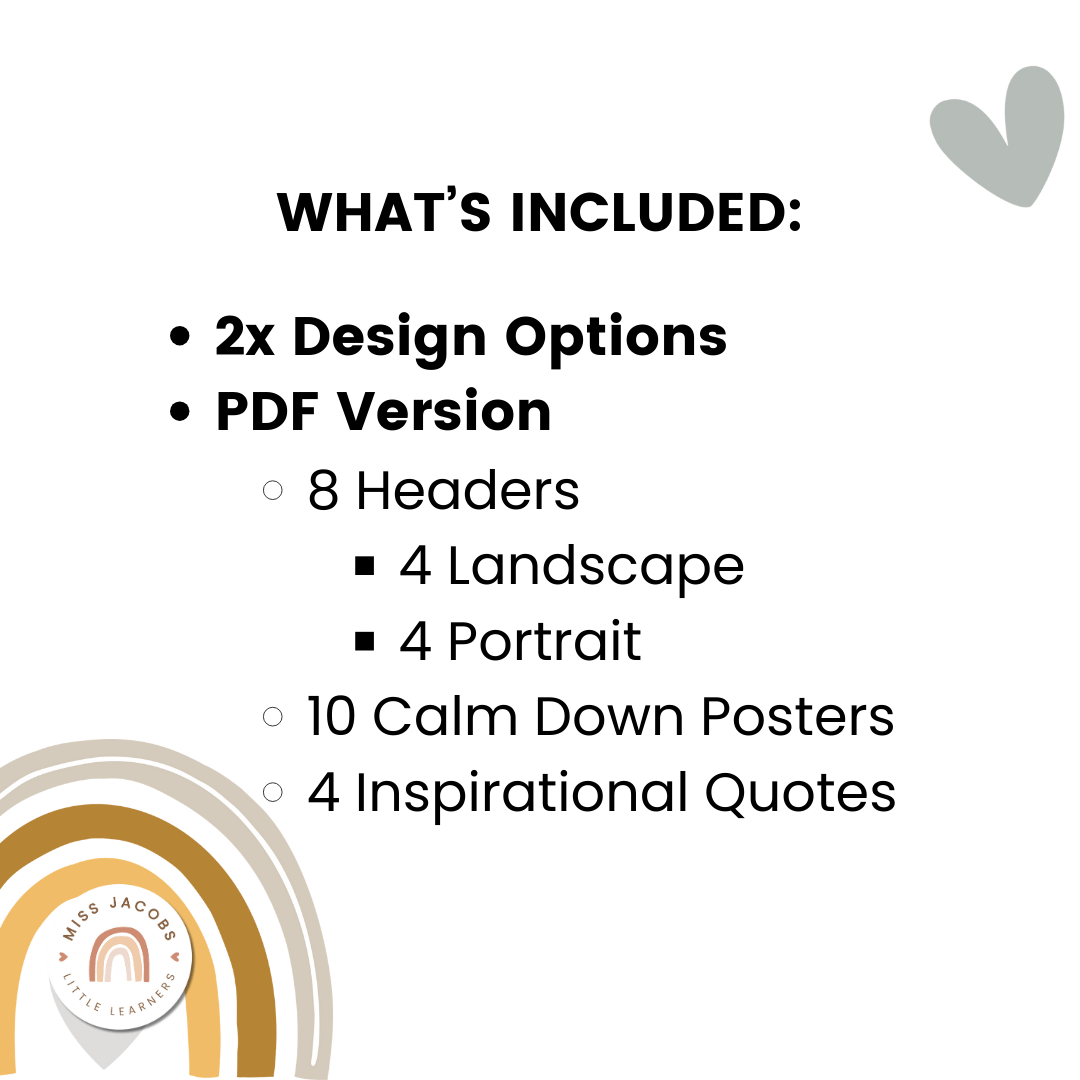 Calm Down Corner Posters - Boho Rainbow Theme - Miss Jacobs