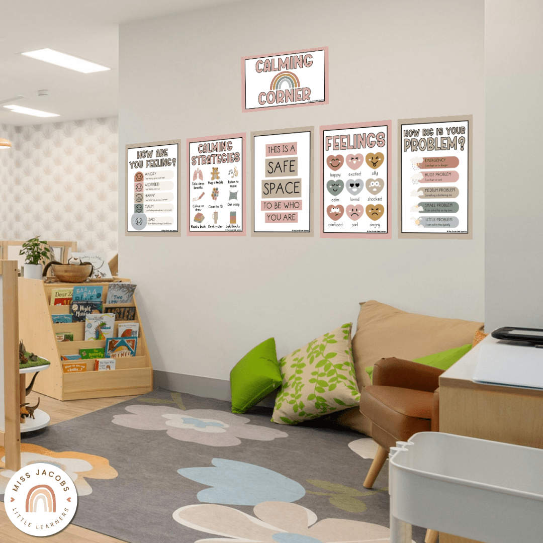 Calm Down Corner Posters - Boho Rainbow Theme - Miss Jacobs