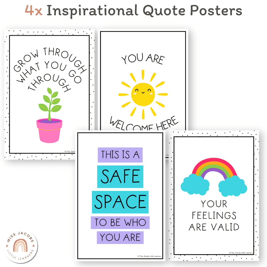 Calm Down Corner Posters - Bright Classroom Theme - Miss Jacobs