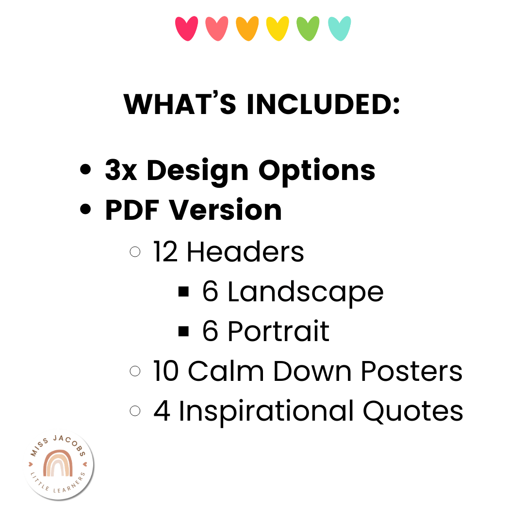 Calm Down Corner Posters - Bright Classroom Theme - Miss Jacobs