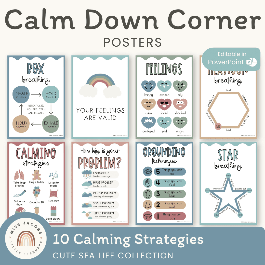 Calm Down Corner Posters - Cute Sea Life Theme - Miss Jacobs