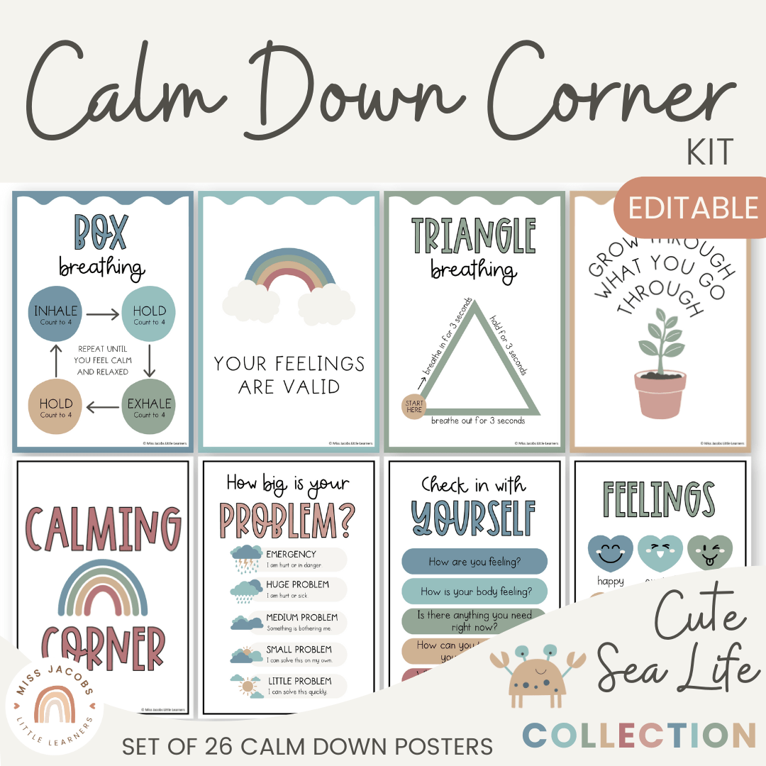 Calm Down Corner Posters - Cute Sea Life Theme - Miss Jacobs