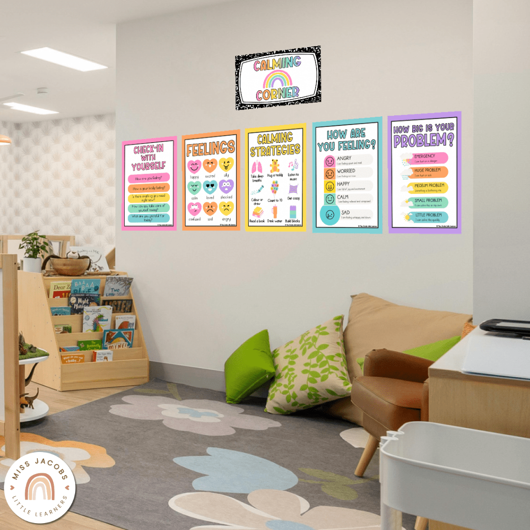Calm Down Corner Posters - Cutesy Classroom Theme - Miss Jacobs