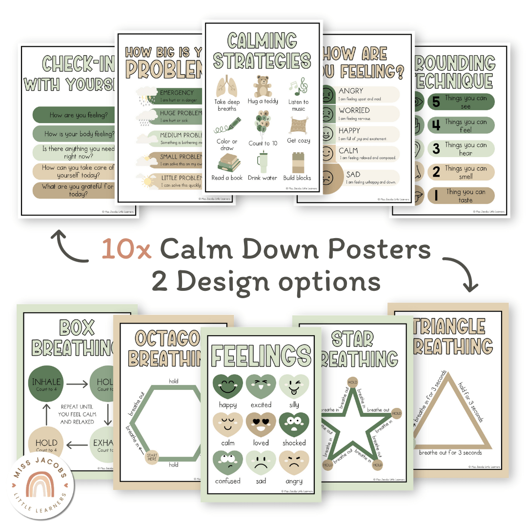 Calm Down Corner Posters - Modern Botanical Theme - Miss Jacobs