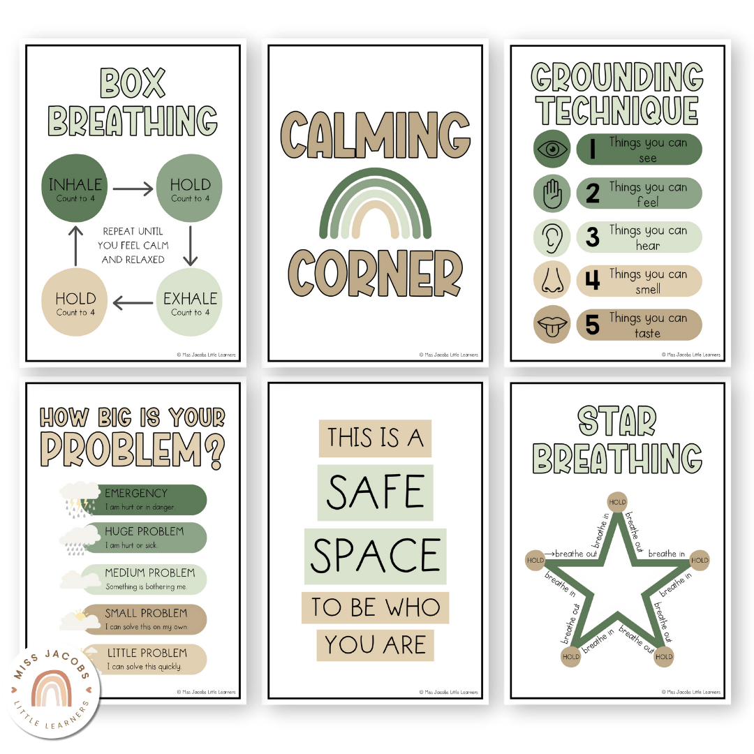 Calm Down Corner Posters - Modern Botanical Theme - Miss Jacobs