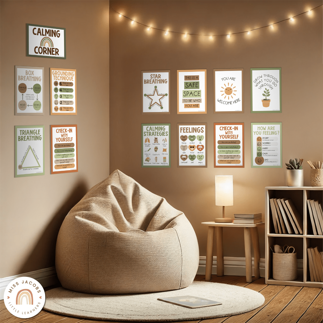 Calm Down Corner Posters - Woodland Theme Classroom Decor - MJLL
