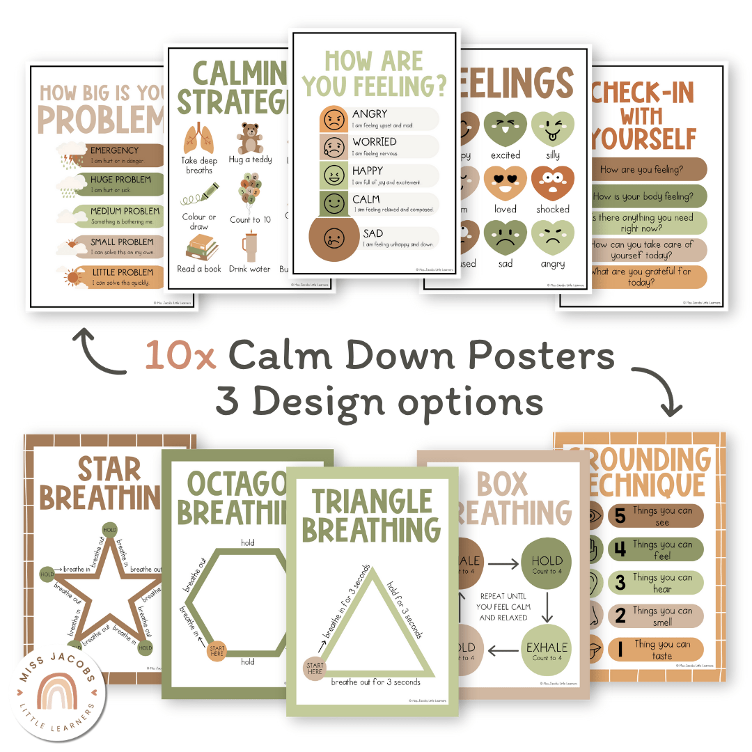 Calm Down Corner Posters - Woodland Theme Classroom Decor - MJLL