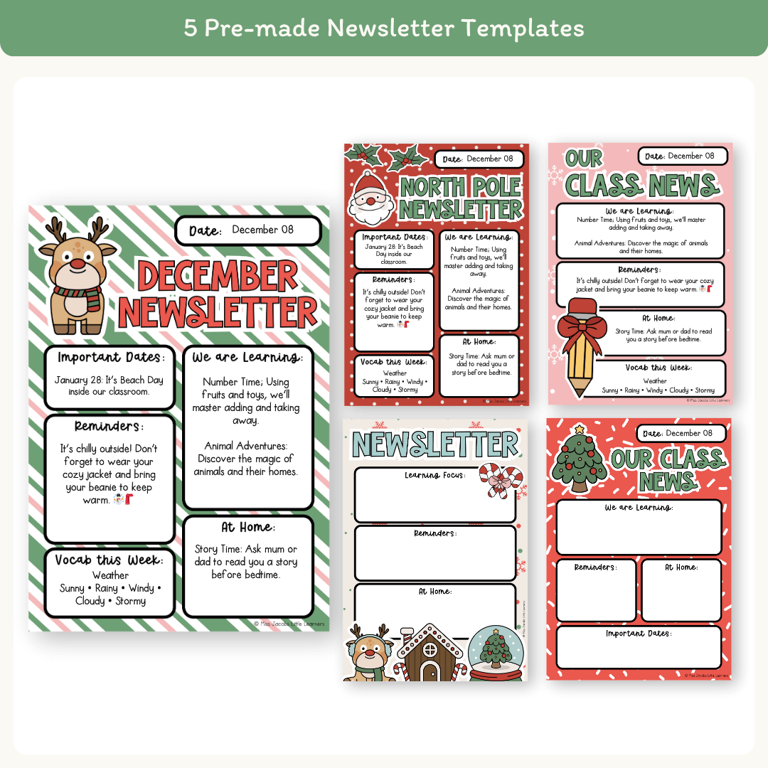 Christmas Newsletters Templates - Miss Jacobs – Miss Jacobs Little Learners
