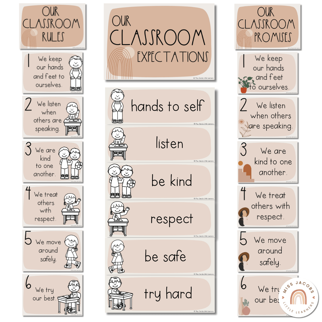 Classroom Rules Posters | Boho Vibes Desert Neutrals