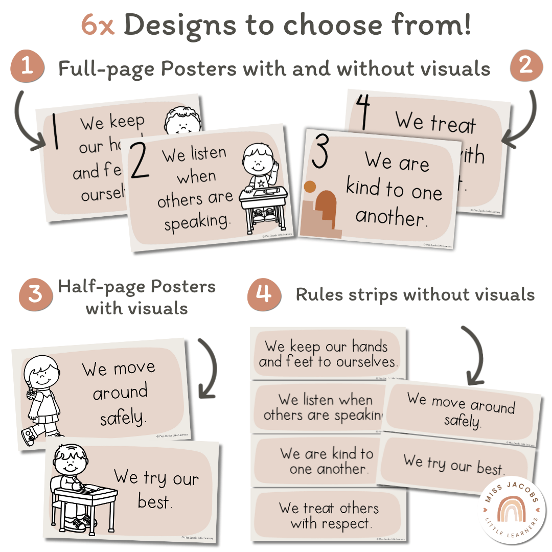 Classroom Rules Posters | Boho Vibes Desert Neutrals