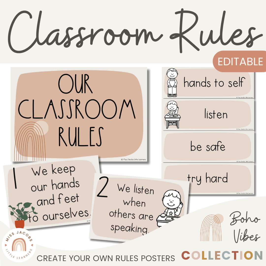 Classroom Rules Posters | Boho Vibes Desert Neutrals