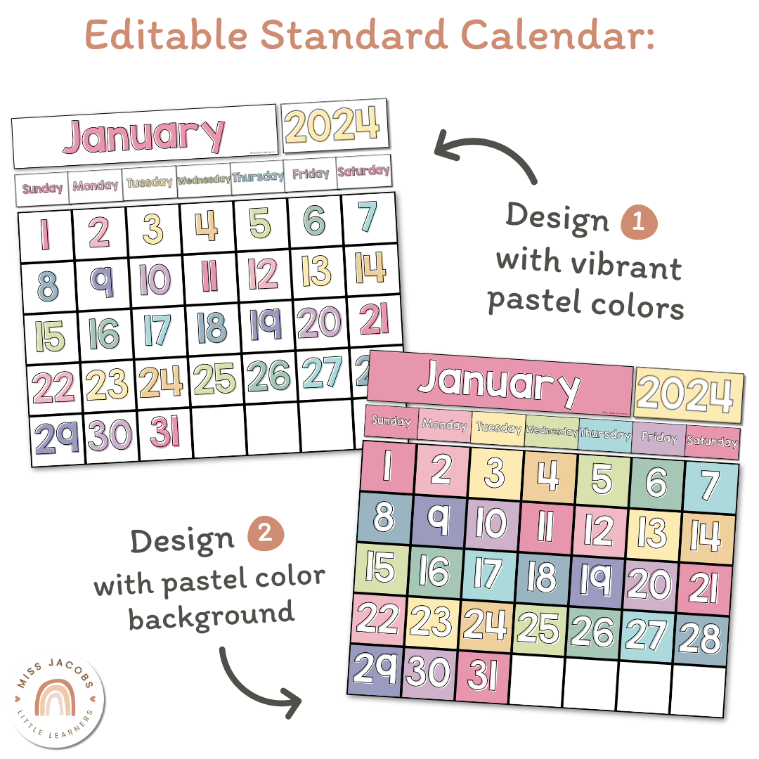 Classroom Calendar and Weather Display | PASTELS | Editable - Default Title