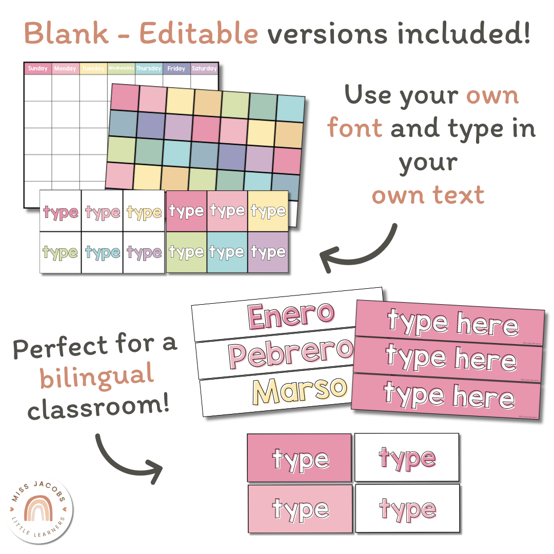 Classroom Calendar and Weather Display | PASTELS | Editable - Default Title