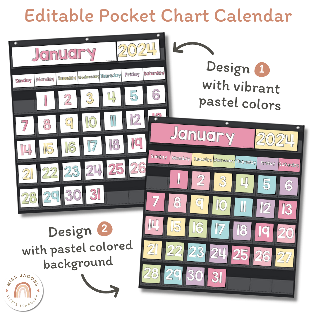 Classroom Calendar and Weather Display | PASTELS | Editable - Default Title