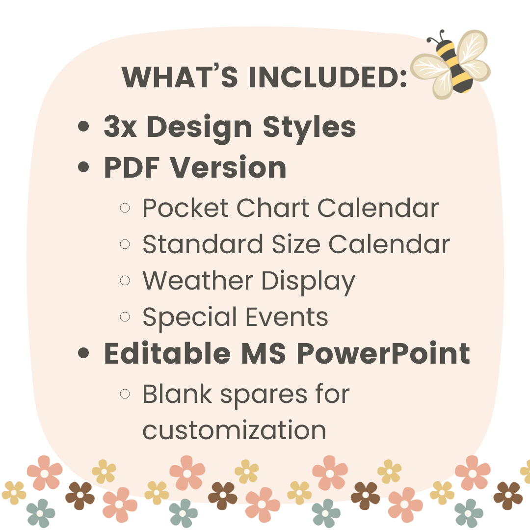 Calendar & Weather Display - Daisy Gingham Neutrals Decor