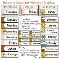 Calendar & Weather Display - Daisy Gingham Neutrals Decor