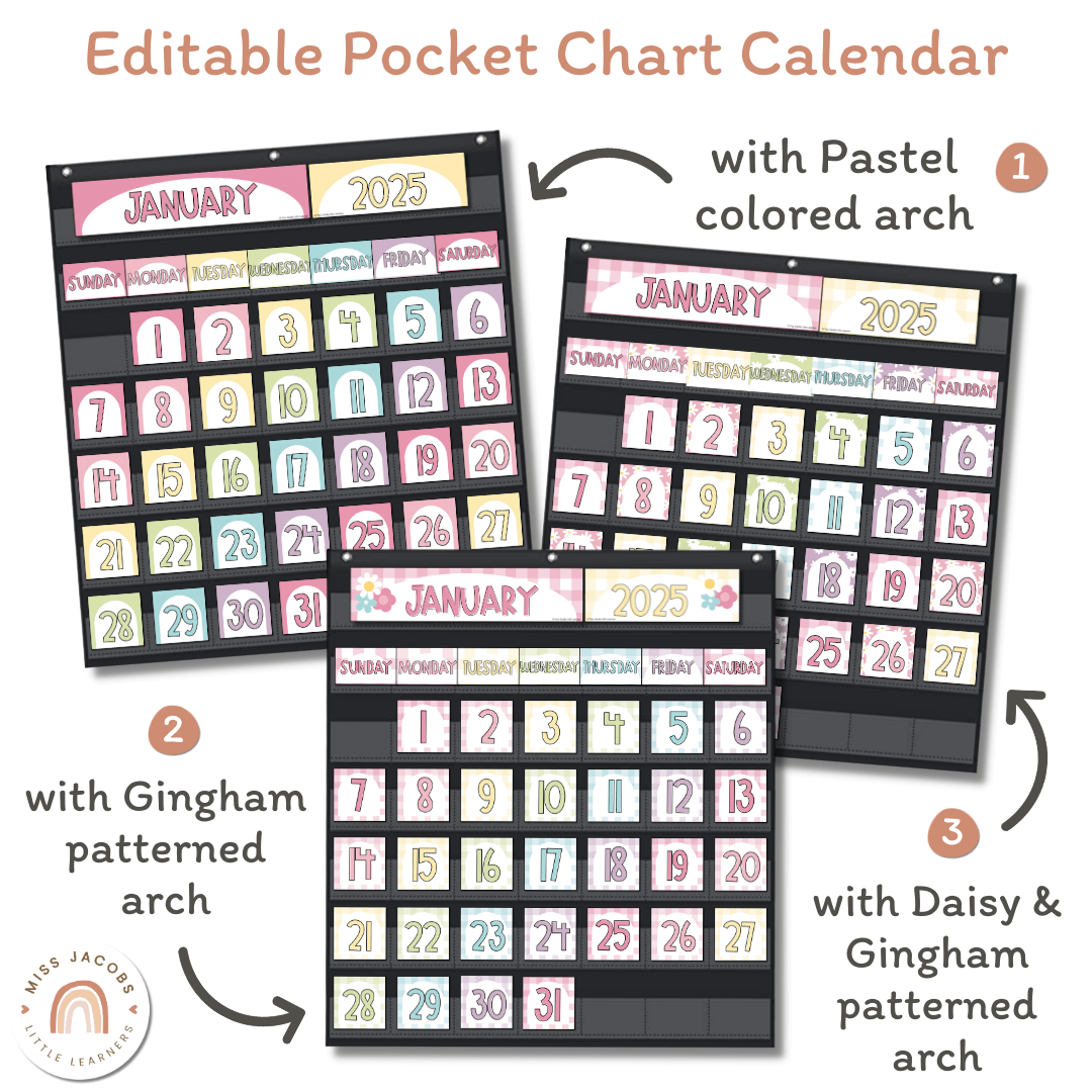 Calendar & Weather Display - Daisy Gingham Pastels Decor
