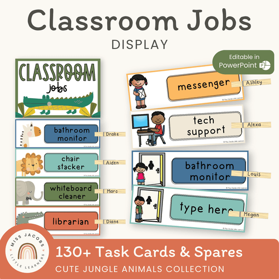 Classroom Jobs Display | Cute Jungle Animals – Miss Jacobs Little Learners