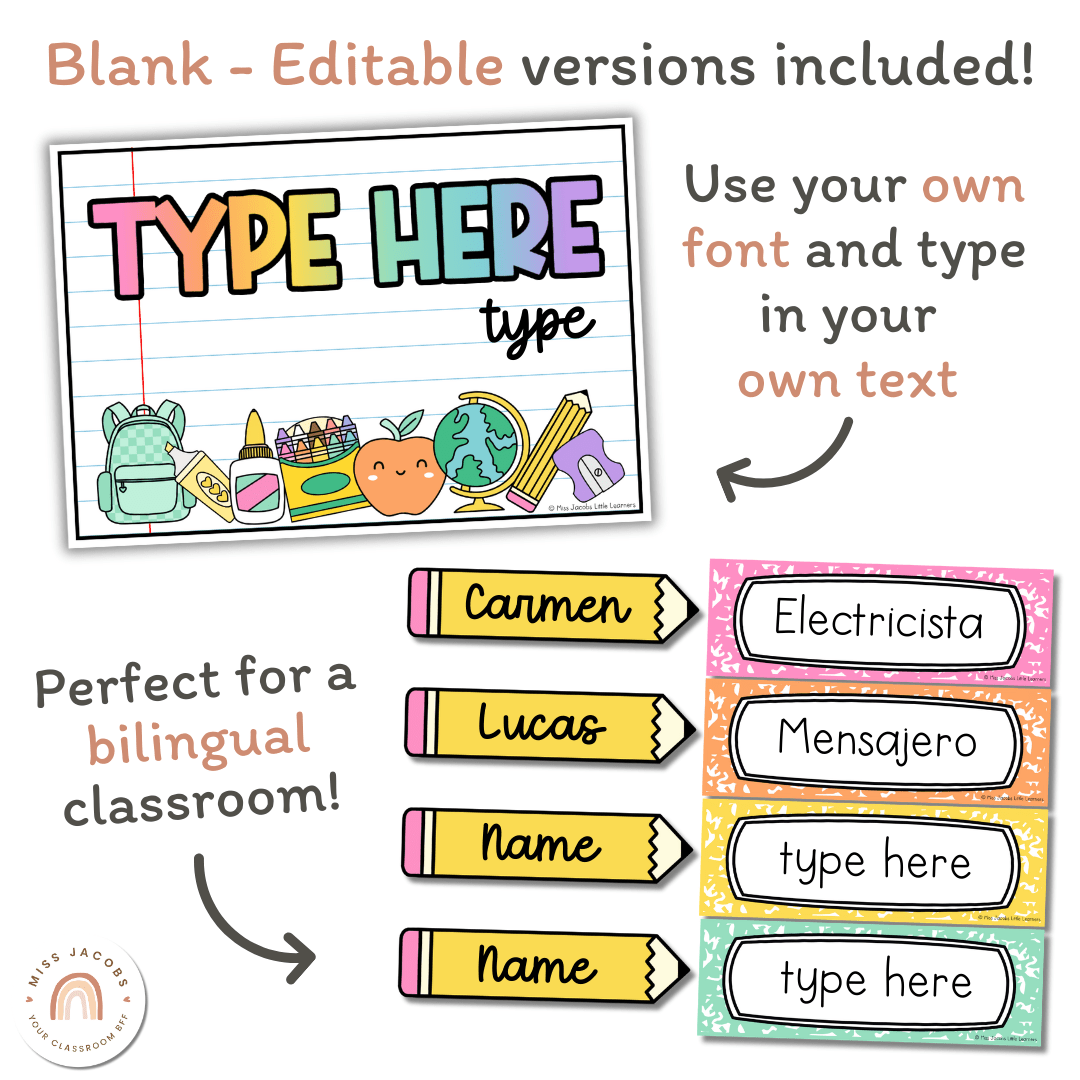 Classroom Job Chart - Cutesy Classroom Theme - Miss Jacobs