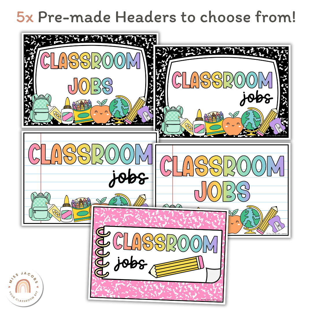 Classroom Job Chart - Cutesy Classroom Theme - Miss Jacobs