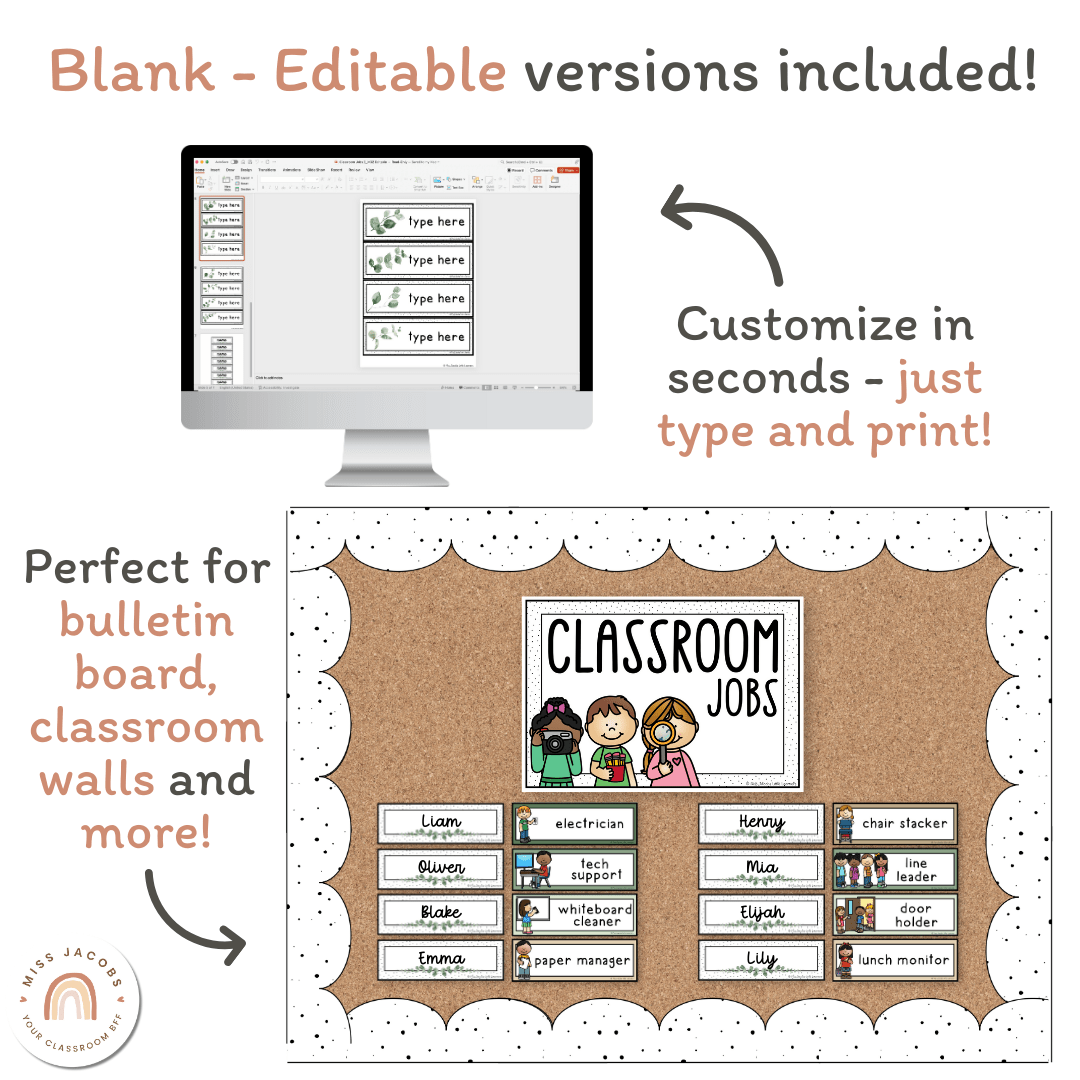 Classroom Job Chart - Modern Botanical Theme - Miss Jacobs – Miss ...