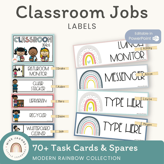 Classroom Job Chart: Modern Rainbow Classroom Decor – Miss Jacobs ...