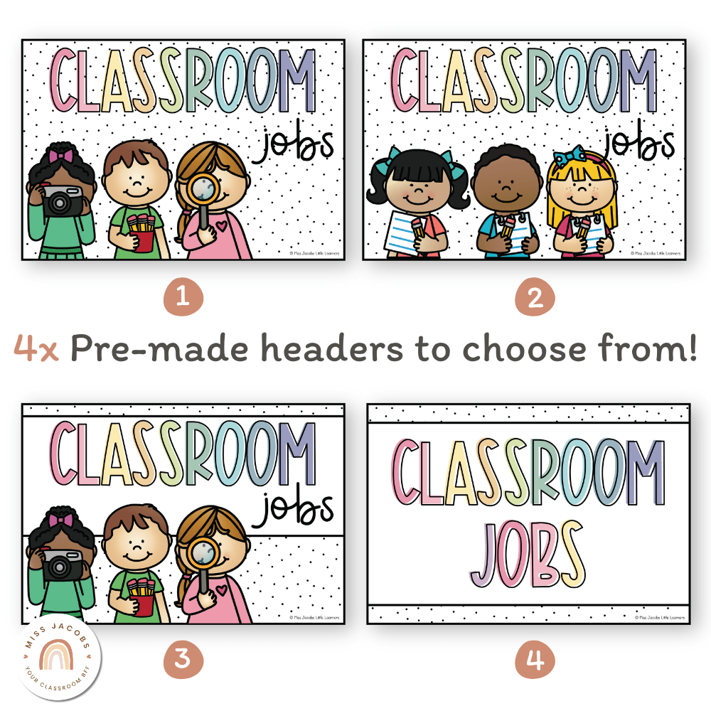 Classroom Job Chart - Spotty Pastel Theme - Miss Jacobs