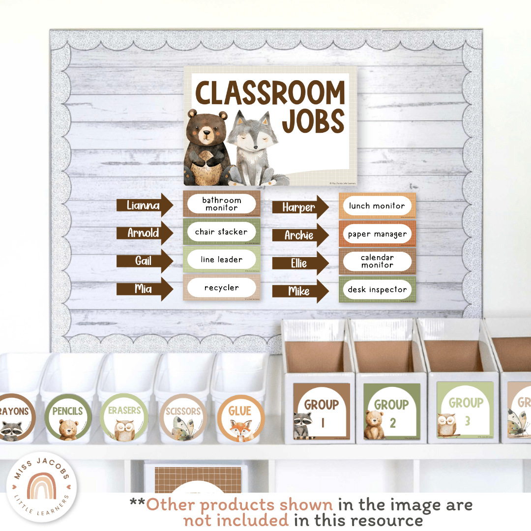 Classroom Job Chart - Woodland Theme Classroom Decor - MJLL