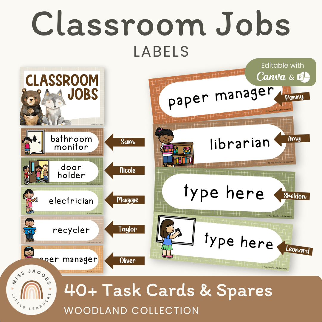 Classroom Job Chart - Woodland Theme Classroom Decor - MJLL