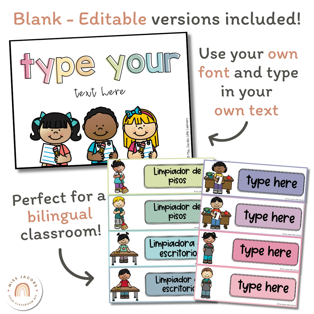 Classroom Jobs | PASTELS | Editable