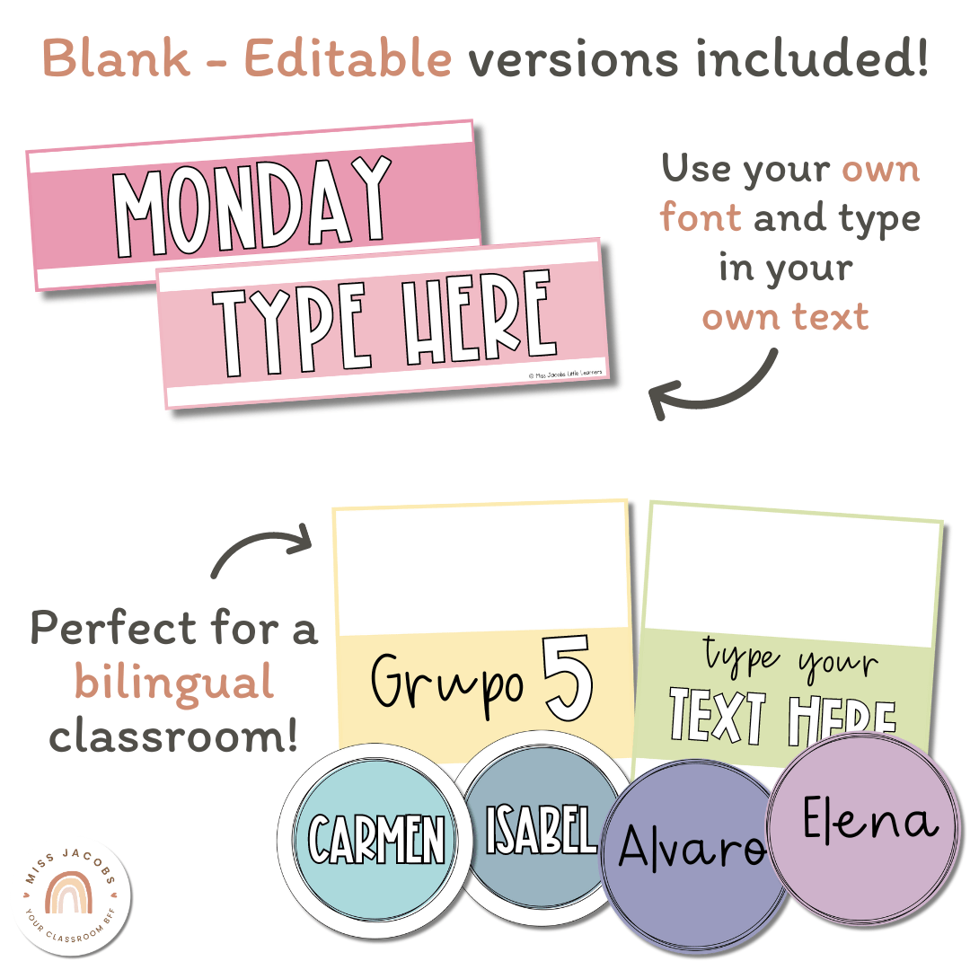 Classroom Labels Student Names & Supplies - Simply Pastel Theme - MJLL ...