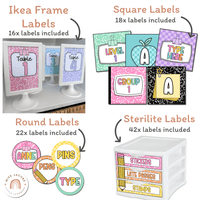Classroom Labels for Student Names & Supplies - Cutesy Theme - MJLL