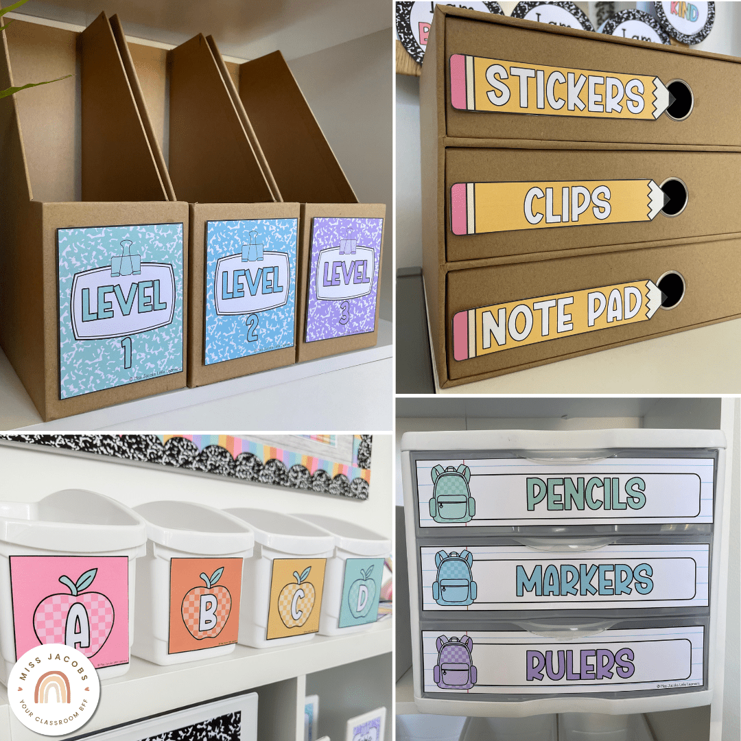 Classroom Labels for Student Names & Supplies - Cutesy Theme - MJLL ...