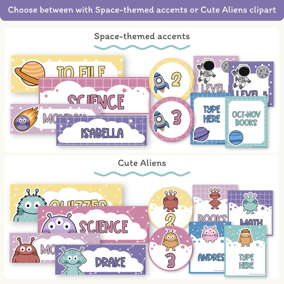 Classroom Labels Student Names & Supplies - Dreamy Space – Miss Jacobs ...