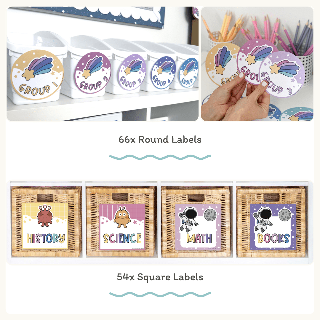Classroom Labels Student Names & Supplies - Dreamy Space – Miss Jacobs ...