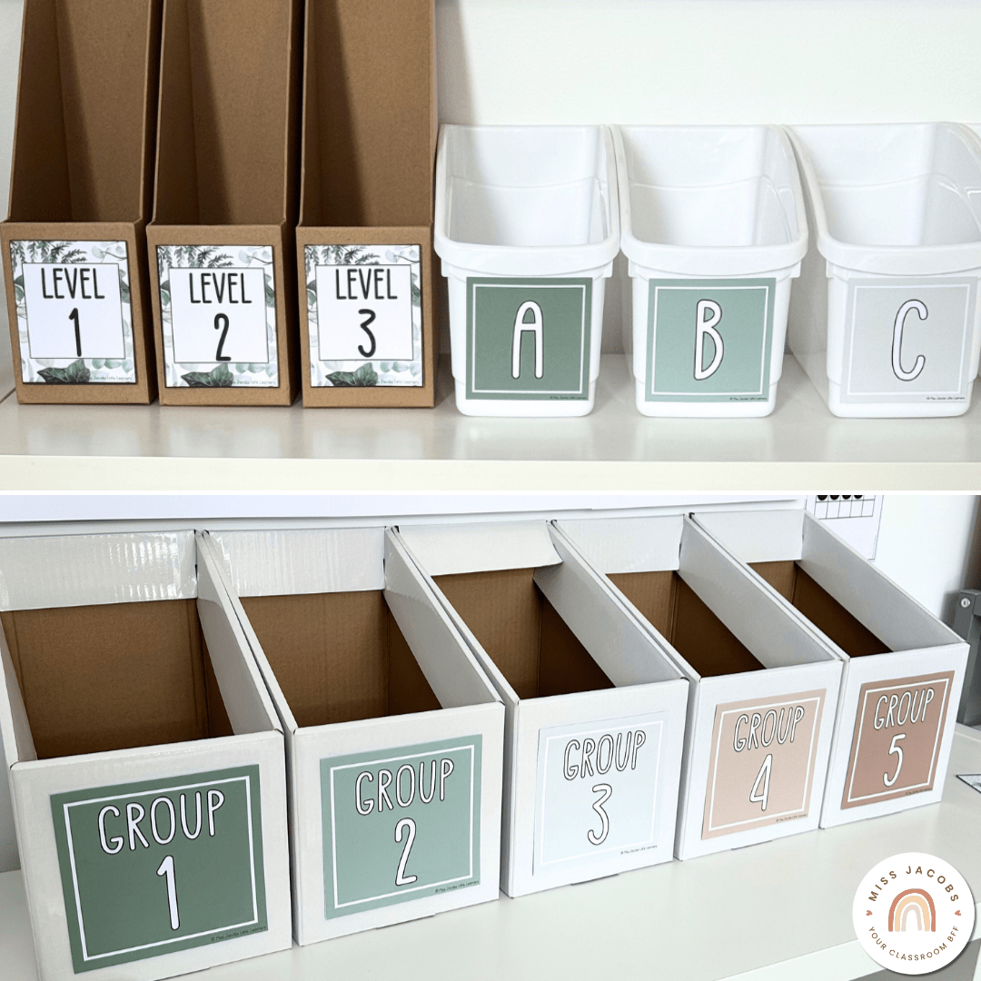 Classroom Labels Student Names & Supplies - Modern Botanical Theme
