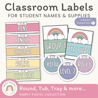 Classroom Labels Student Names & Supplies - Simply Pastel Theme - MJLL ...