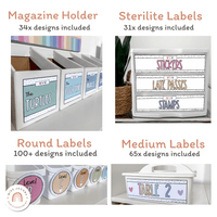 Classroom Labels Student Names & Supplies - Spotty Pastel Theme - MJLL