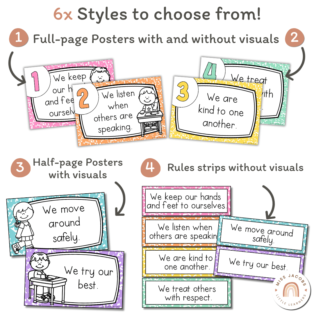 Classroom Rules and Expectations Posters - Cutesy Theme - MJLL ...