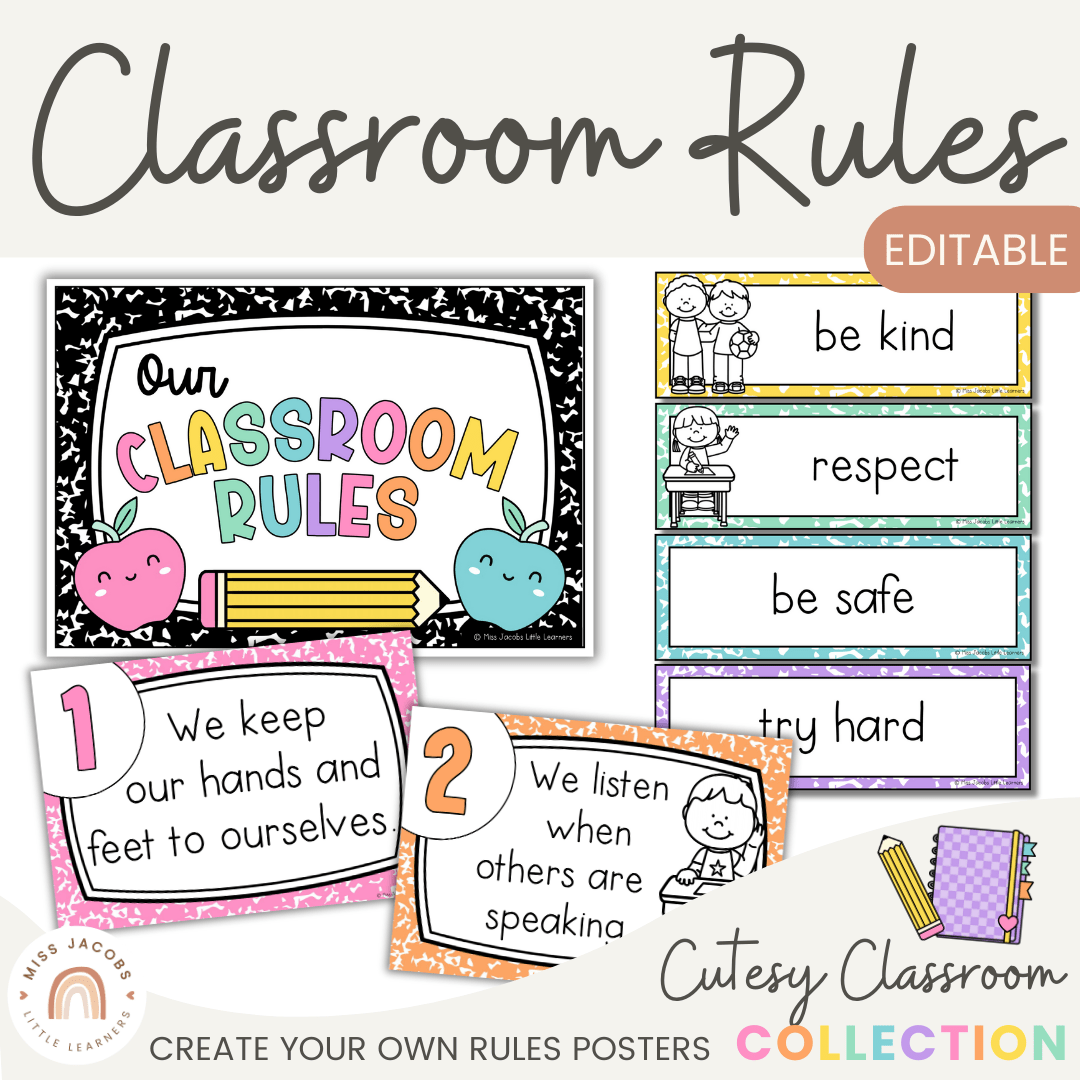 Classroom Rules and Expectations Posters - Cutesy Theme - MJLL ...
