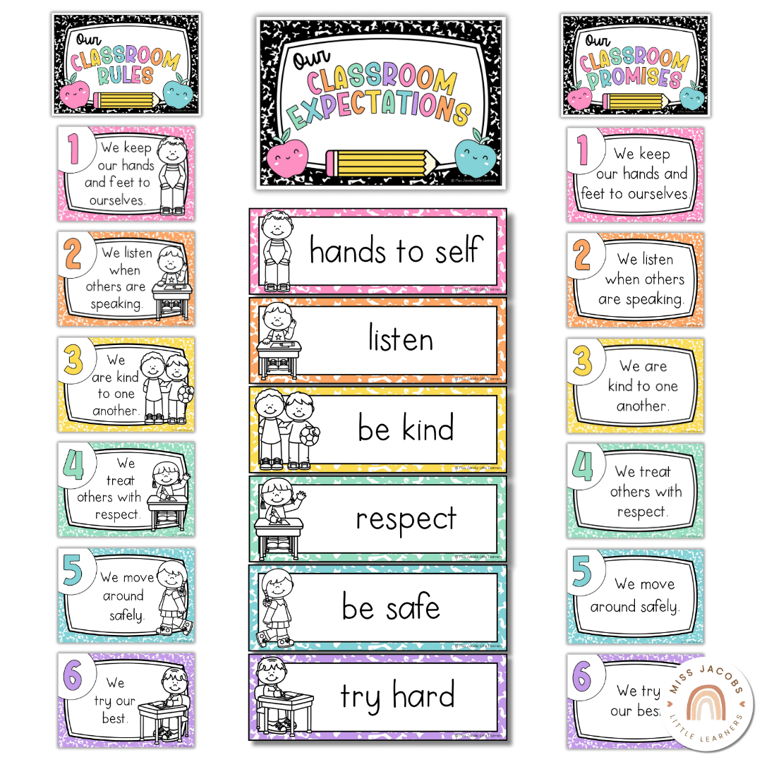 Classroom Rules and Expectations Posters - Cutesy Theme - MJLL ...