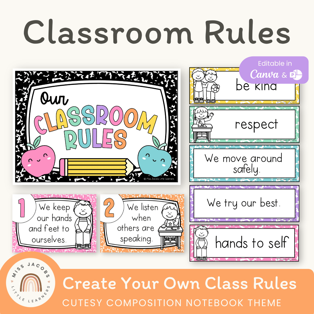 Classroom Rules & Expectations Posters - Composition Notebook – Miss ...