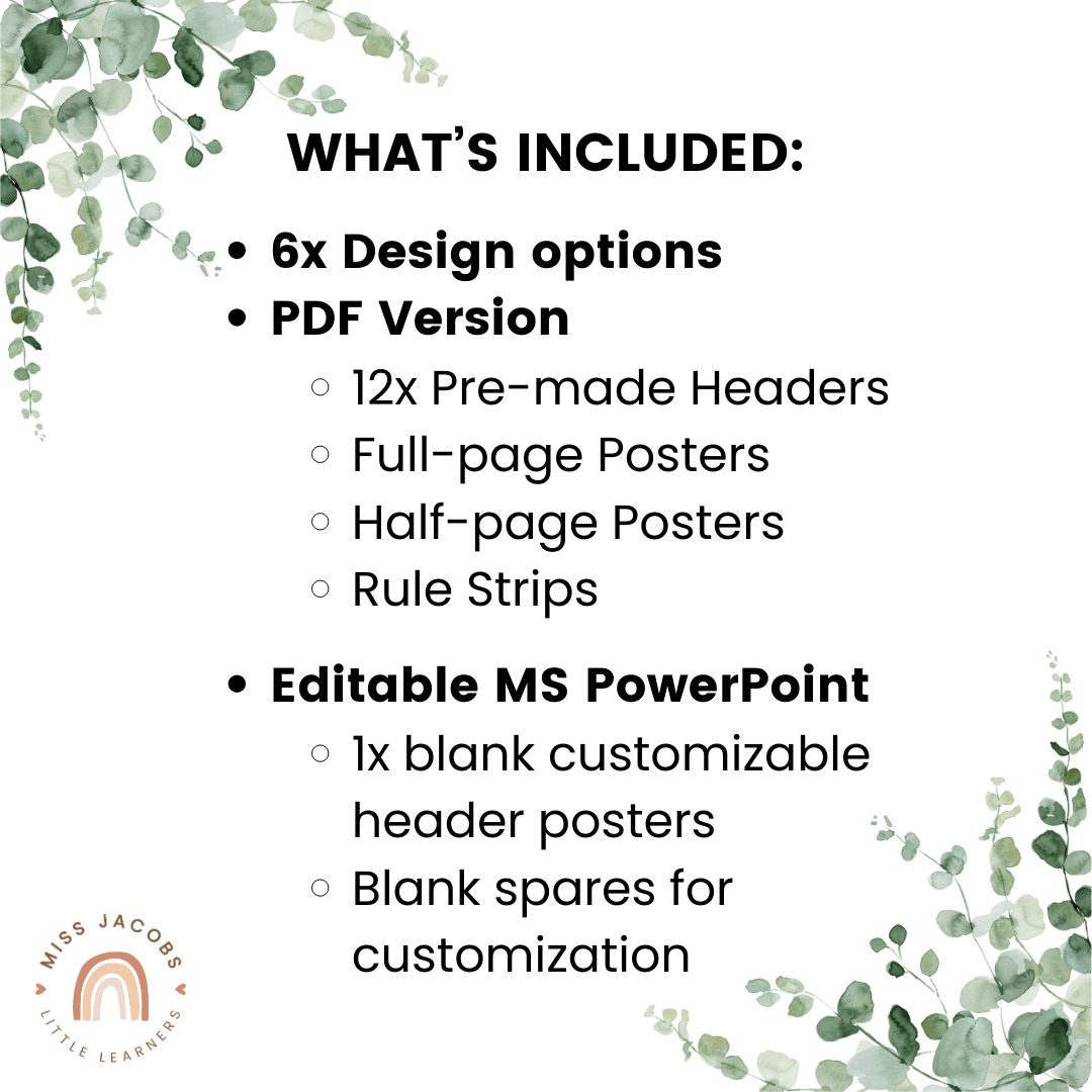 Classroom Rules and Expectations Posters - Modern Botanical Theme - MJLL